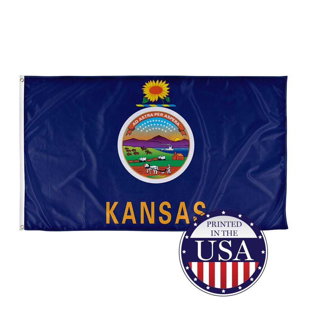 3dRose Kansas state flag in the outline map and letters for Kansas ...