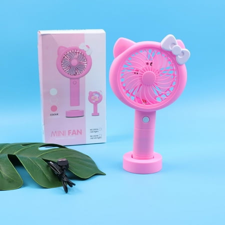 Yyh Mini Fans Lovely Pink Cartoon Windy Fan Portable Handheld With ...