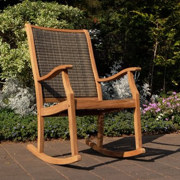 Bonn Solid Wood Oversized Outdoor Rocking Chair, Black - Walmart.com