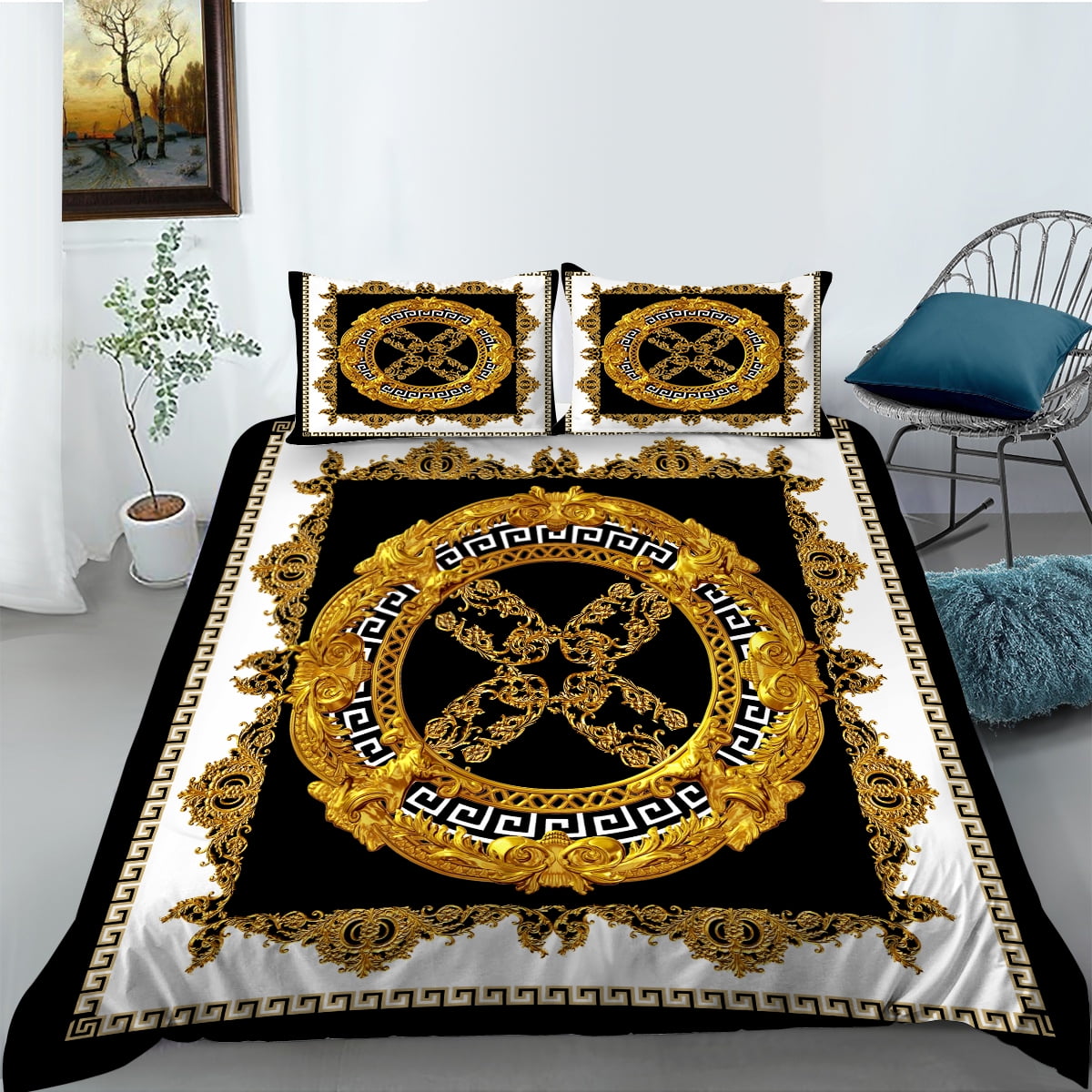 Wenjialing 3d Luxury Printing Duvet Cover Set Soft Bedding Set Quilt
