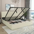 King Size Upholstered Hydraulic Lift Up Storage Platform Bed,Cream ...