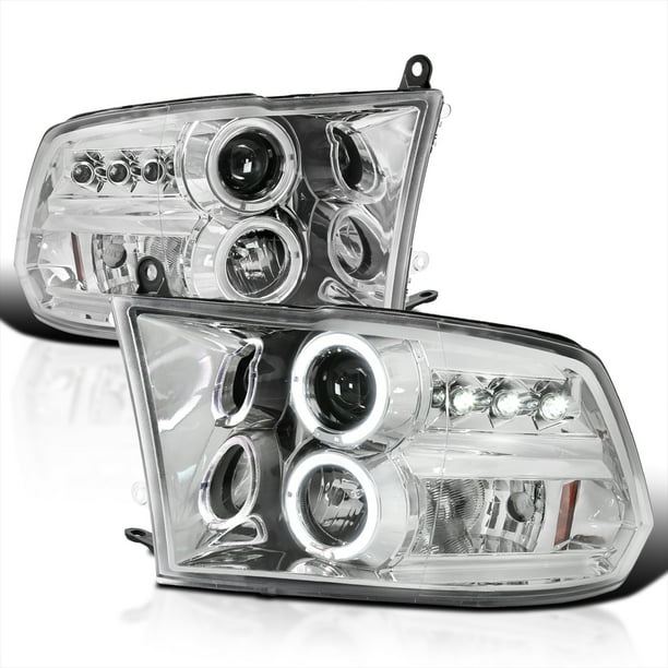 Spec-D Tuning Twin Halo Chrome Housing Clear Lens Projector Headlights ...