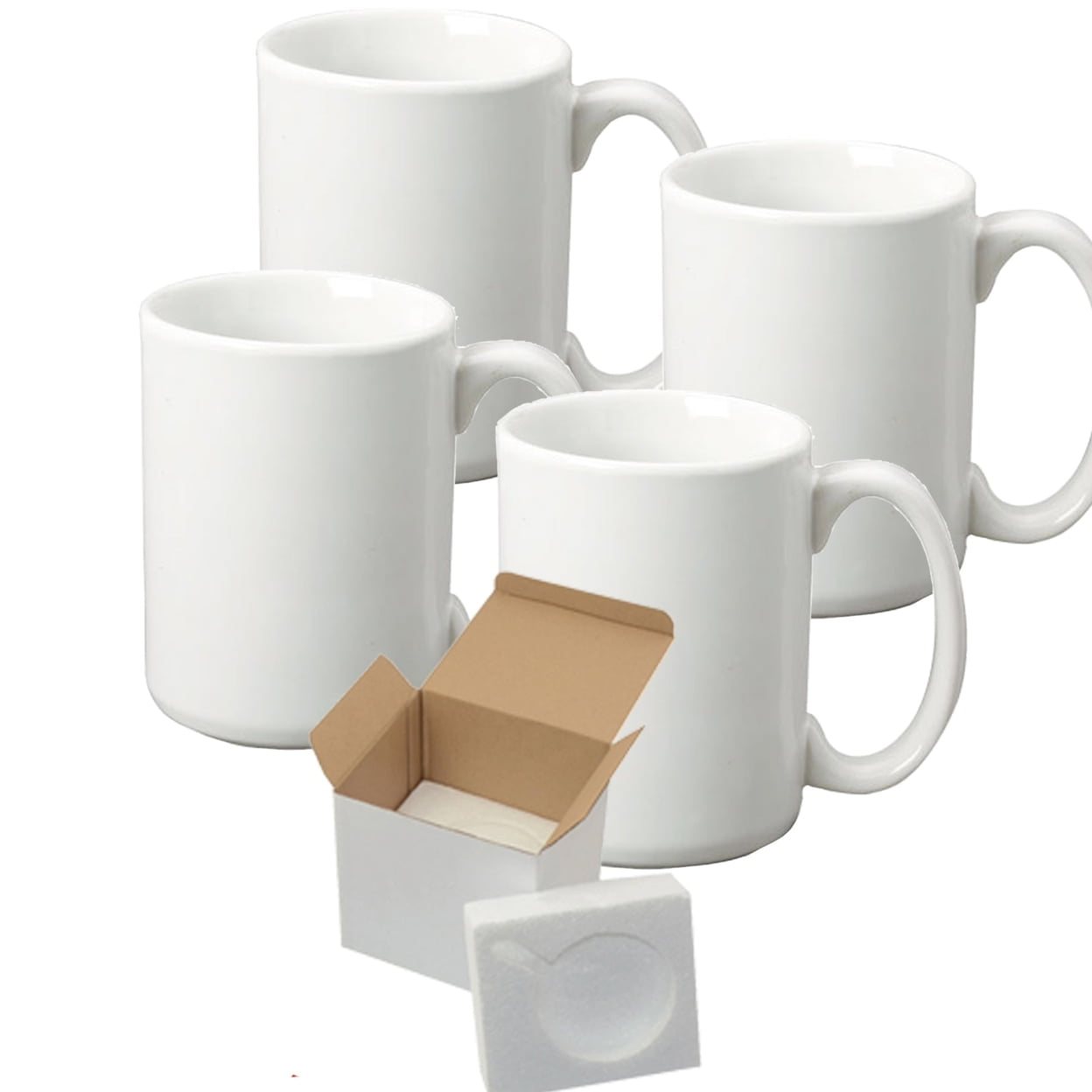 Mugsie 4 Pcs 15OZ El Grande White Sublimation Mugs With Foam Support ...