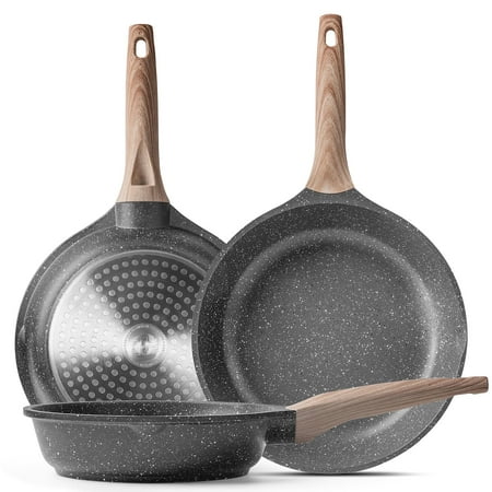 Caannasweis 3 Pieces Nonstick Frying Pan Set Granite Stone Cookware ...