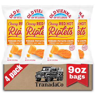 Old Vienna of St. Louis Red Hot Riplets Hot BBQ Chips 1oz Bags (12 Pack ...