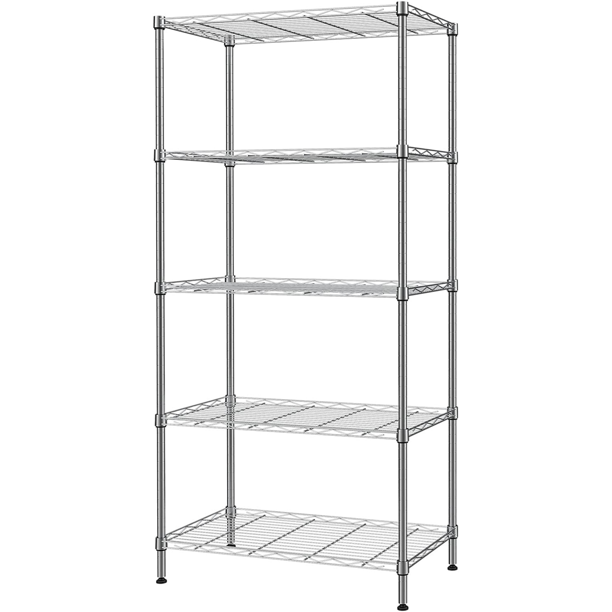 paproos 5-Tier Metal Storage Shelf, Adjustable Steel Storage Rack ...