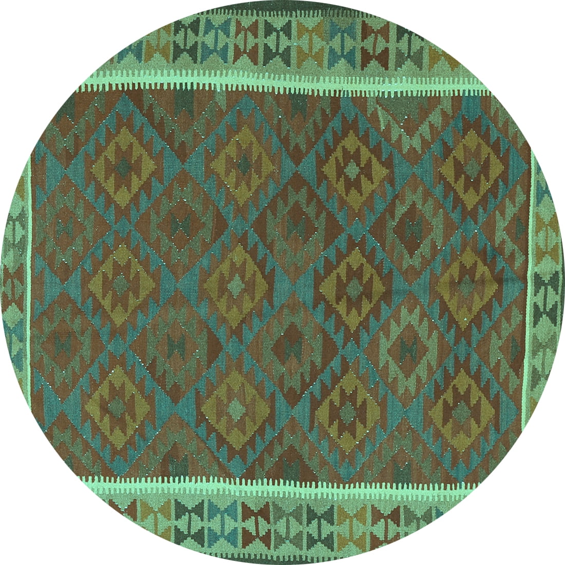 Ahgly Company Indoor Round Southwestern Turquoise Blue Country Area ...