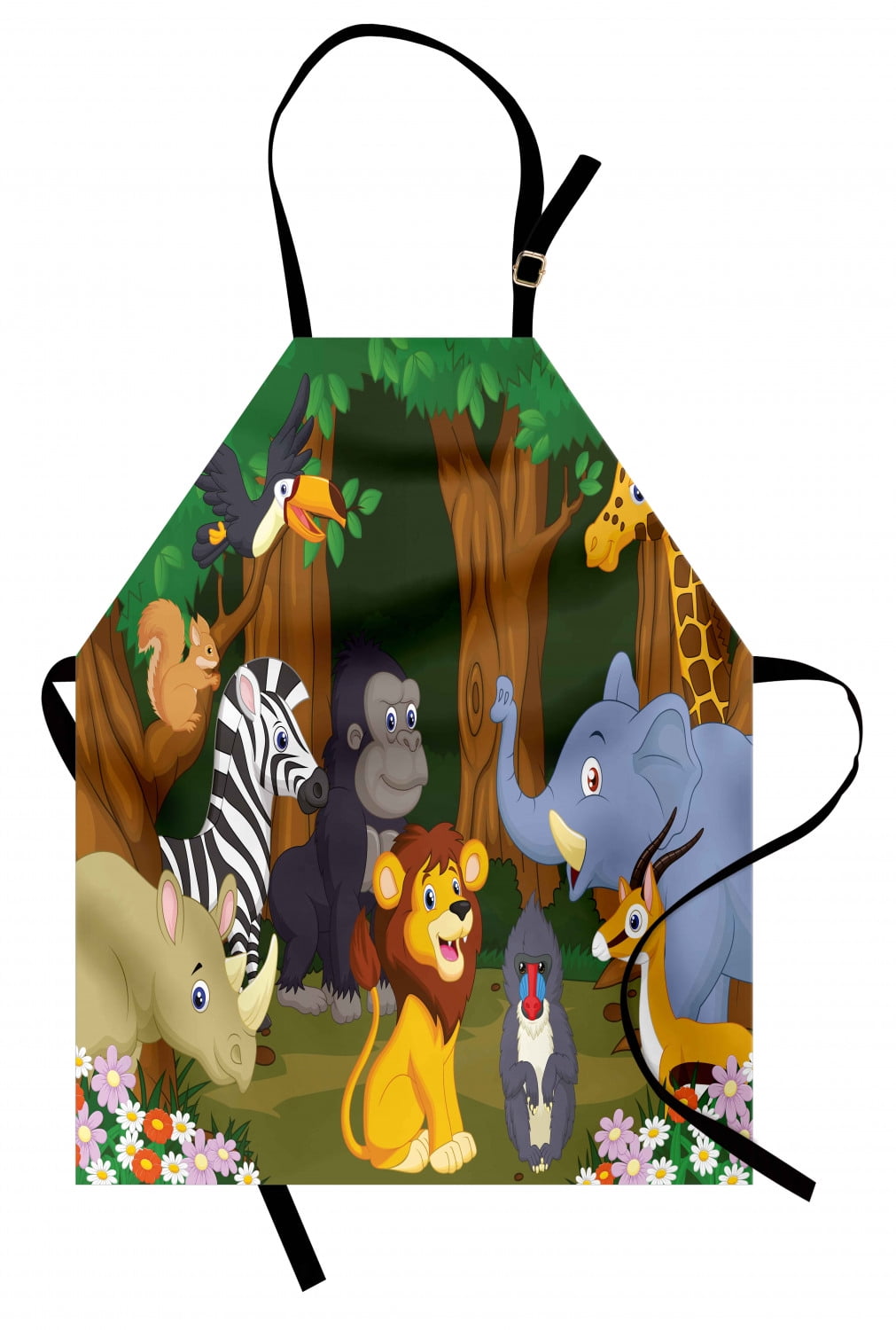 Animal Apron Cartoon Style Elephant Gazelle Giraffe Gorilla Lion ...