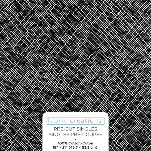 FABRIC CREATIONS White Black Pencil Crosshatch Fat Quarter, 45 × 53 cm ...