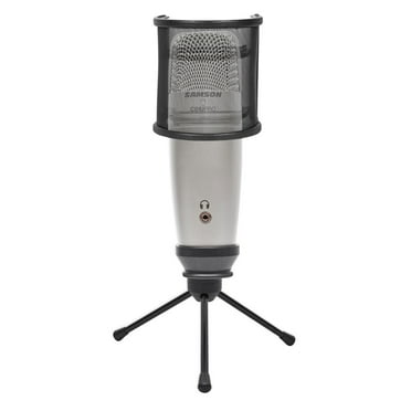 Samson Q2U Black Handheld Dynamic USB Microphone with Boom Arm and Pop ...