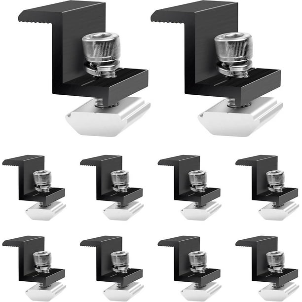 10 Pack Solar Panel Brackets, 30mm End Clamp, Black, Solar Panel Fixing ...