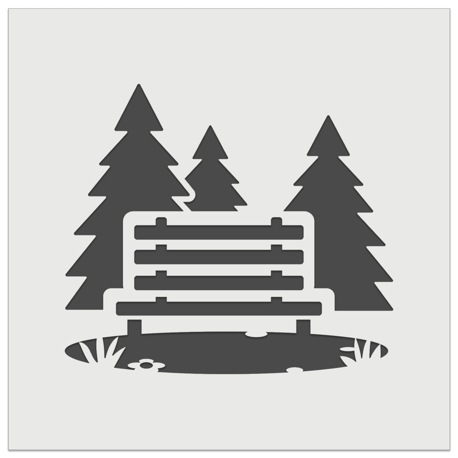 National Park Bench with Pine Trees and Grass DIY Cookie Wall Craft ...