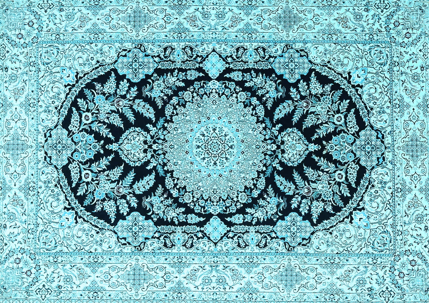 Ahgly Company Indoor Rectangle Medallion Light Blue Traditional Area ...