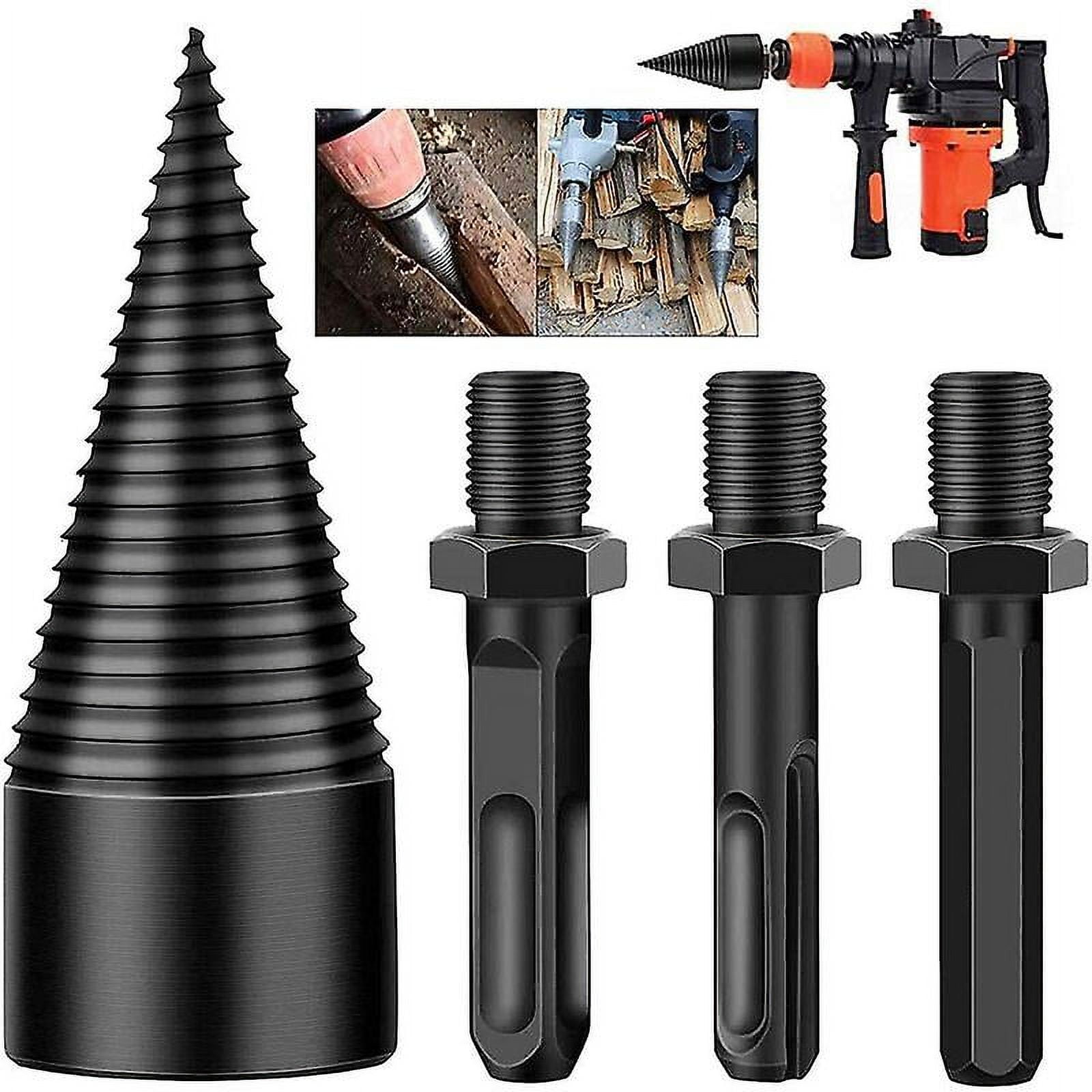 Firewood Log Splitter 3pcs Drill Bit Removable Cones Light Wood ...