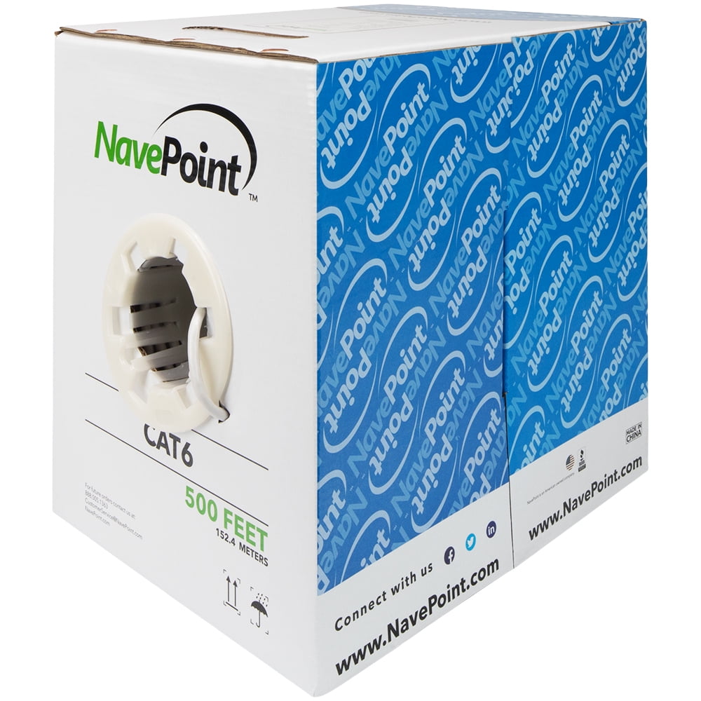 NavePoint Cat6 (CCA), 500ft, Gray, Solid Bulk Ethernet Cable, 550MHz ... NavePoint Cat6 (CCA), 500ft, Gray, Solid Bulk Ethernet Cable, 550MHz ...