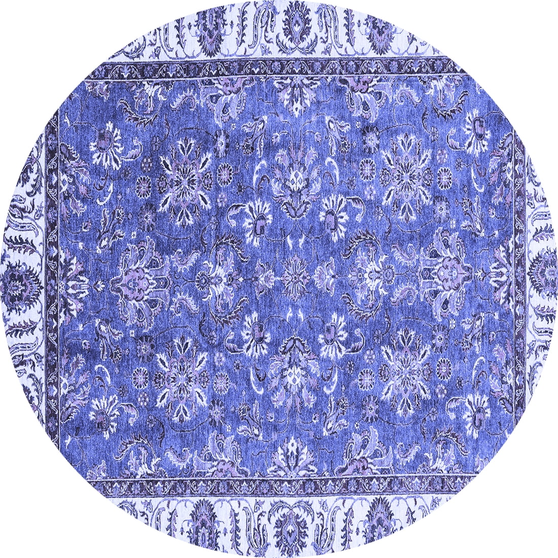 Ahgly Company Machine Washable Indoor Round Abstract Blue Modern Area ...