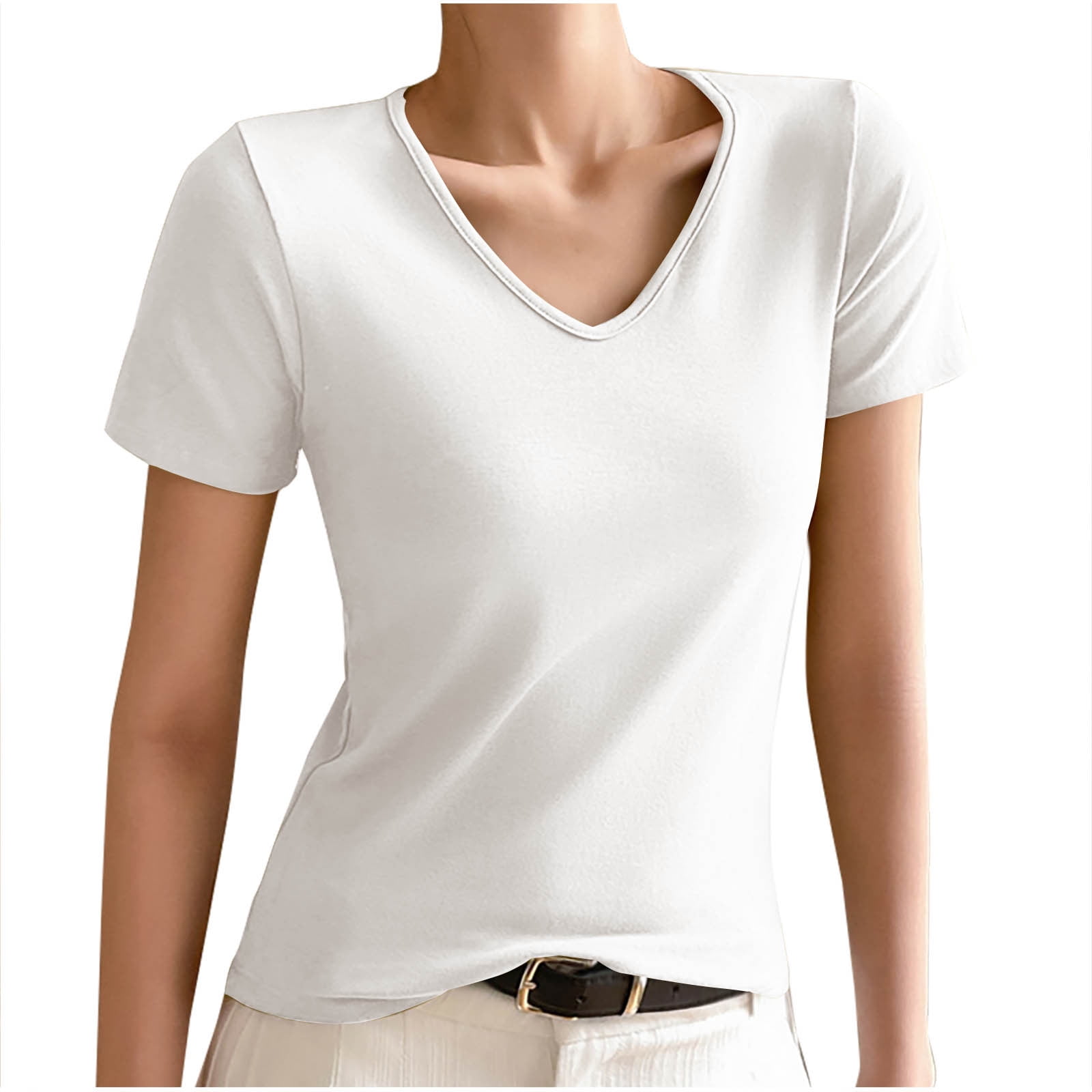 Click here for Plebaso V Neck T Shirts For Women Casual Short Sle... prices