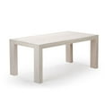 72" Modern Solid Wood Dining Table Set, White Sand Wirebrush, + 6 ...