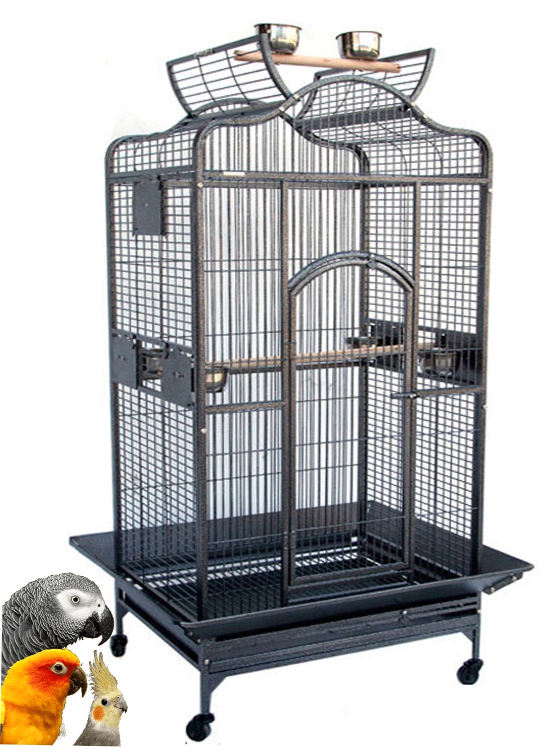 Extra Large Deluxe and Durable Wrought Iron Open Play Top Stand Perch ...