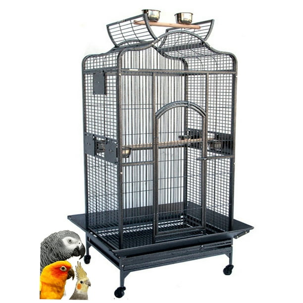 Extra Large Deluxe and Durable Wrought Iron Open Play Top Stand Perch ...