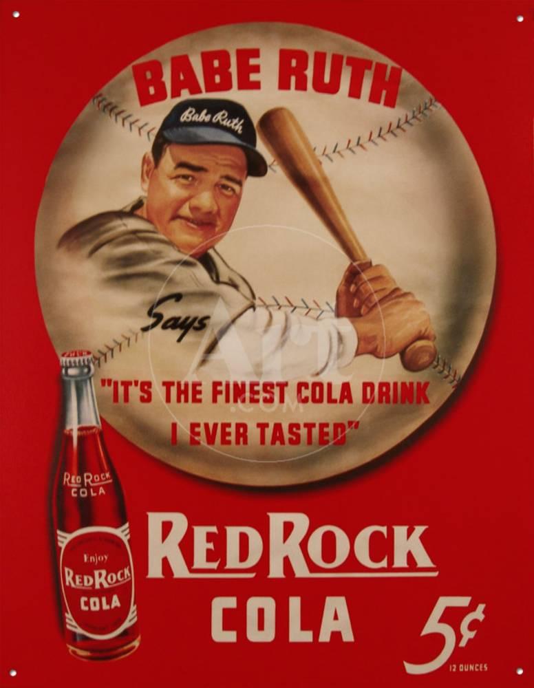 Babe Ruth Red Rock Cola Tin Sign 12.5x16 Sold by Art.Com - Walmart.com