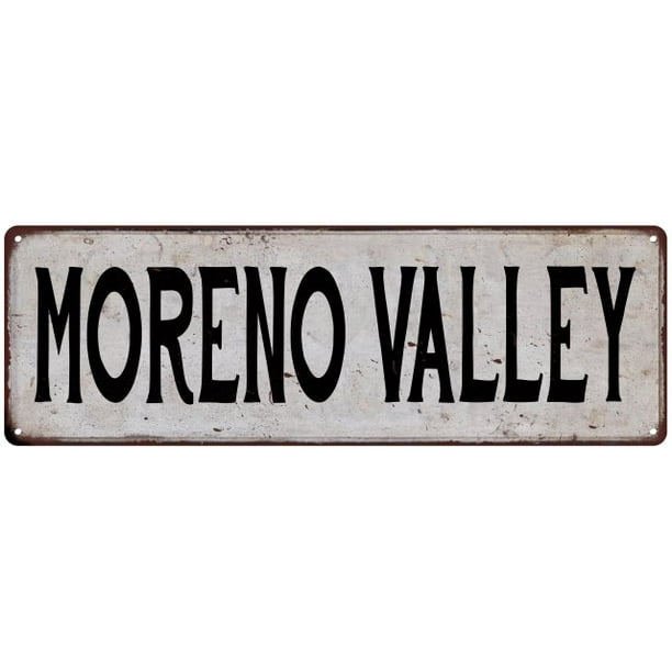 MORENO VALLEY Vintage Look Rustic Metal 8x24 Sign City State ...