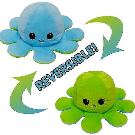 Flip Octopus Doll Double-sided Flip Doll Octopus Plush Toy（Green Blue ...