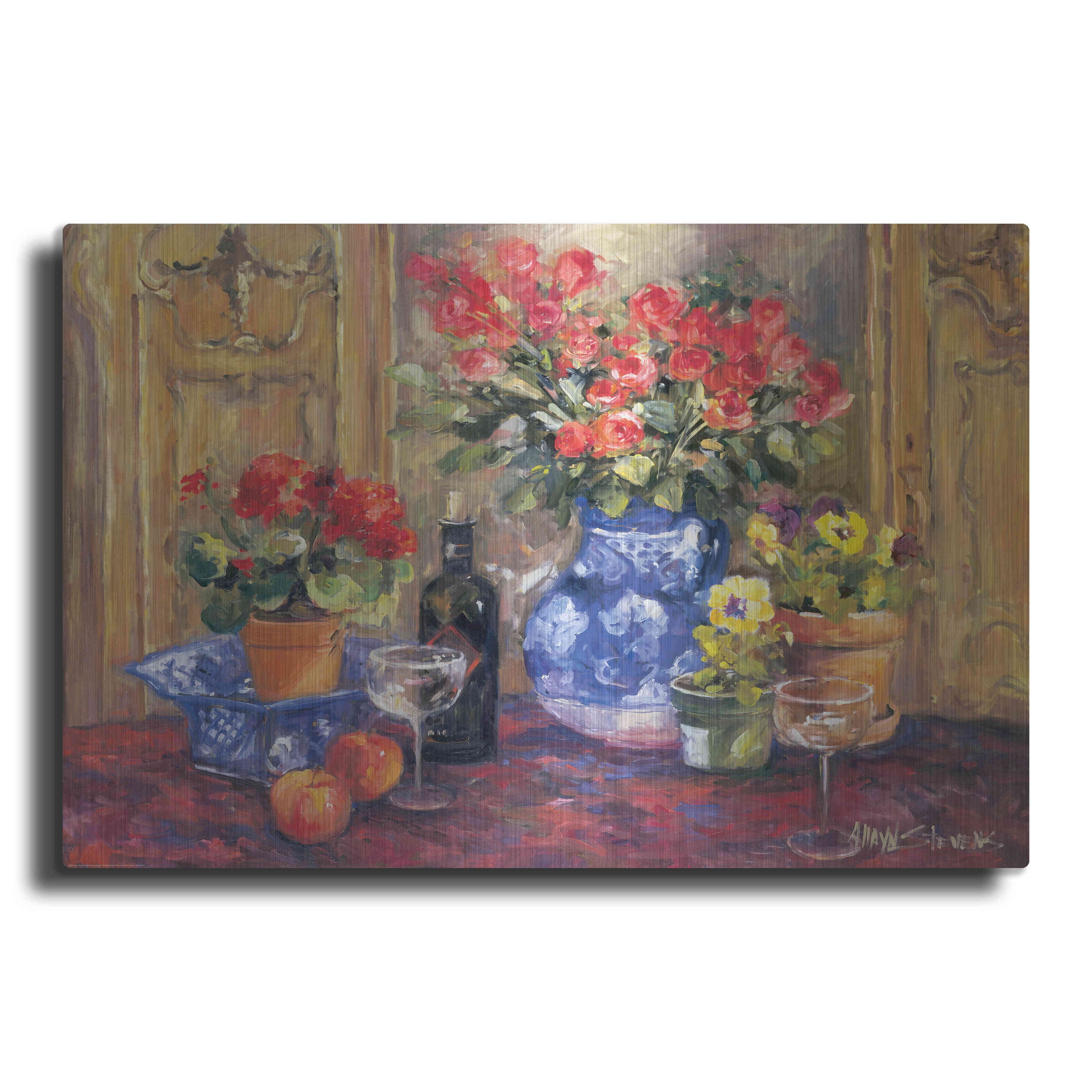 Luxe Metal Art 'Red Flowers' by Allayn Stevens, Metal Wall Art, 16"x12 ...