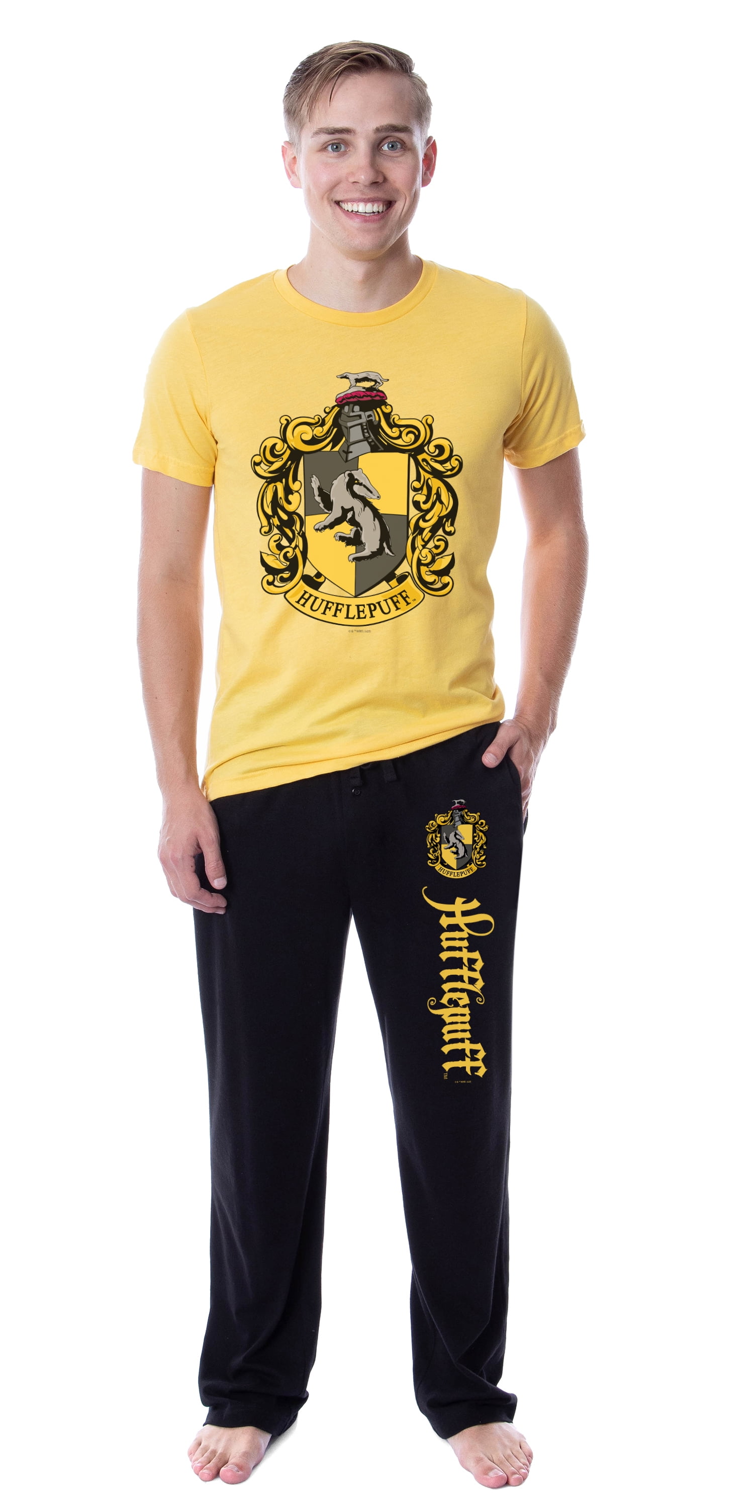 Harry Potter Mens' Hogwarts All Houses Sleep Pajama Set (Hufflepuff ...