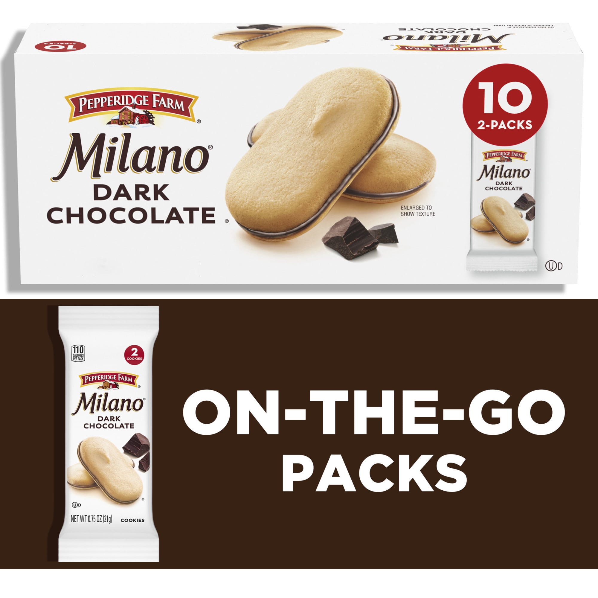 Pepperidge Farm Milano Cookies, Dark Chocolate, 10 Packs, 2 Cookies per ...