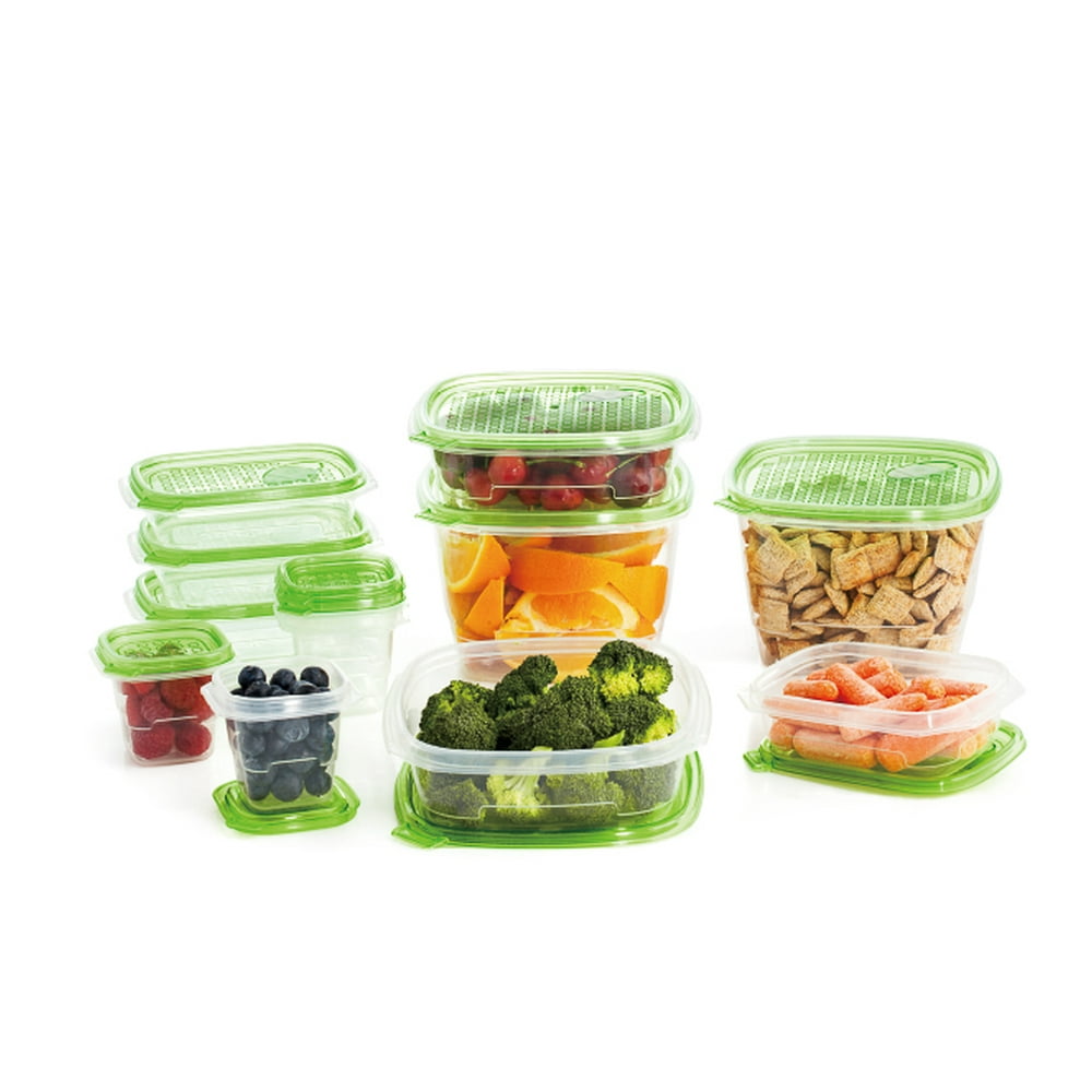 24 Pcs Plastic Food Storage Containers Set With Vents & Air Tight ...