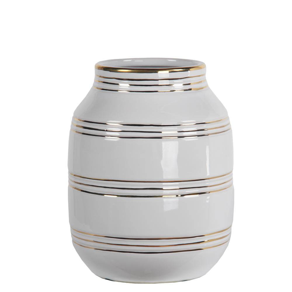 Privilege Transitional Small Ceramic Gold Ribbed Vase 26059 - Walmart.com