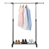 Zimtown Adjustable Rolling Clothes Rack Single-Bar Rail Hanging Garment ...