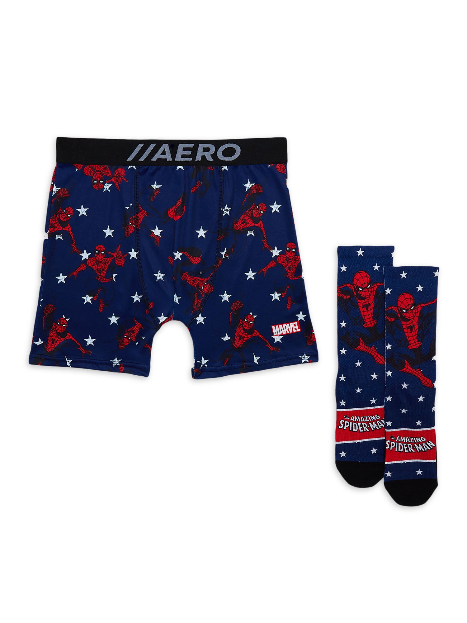 Aeropostale Men’s Spider-Man Boxer Briefs and Socks Set, 2-Piece ...