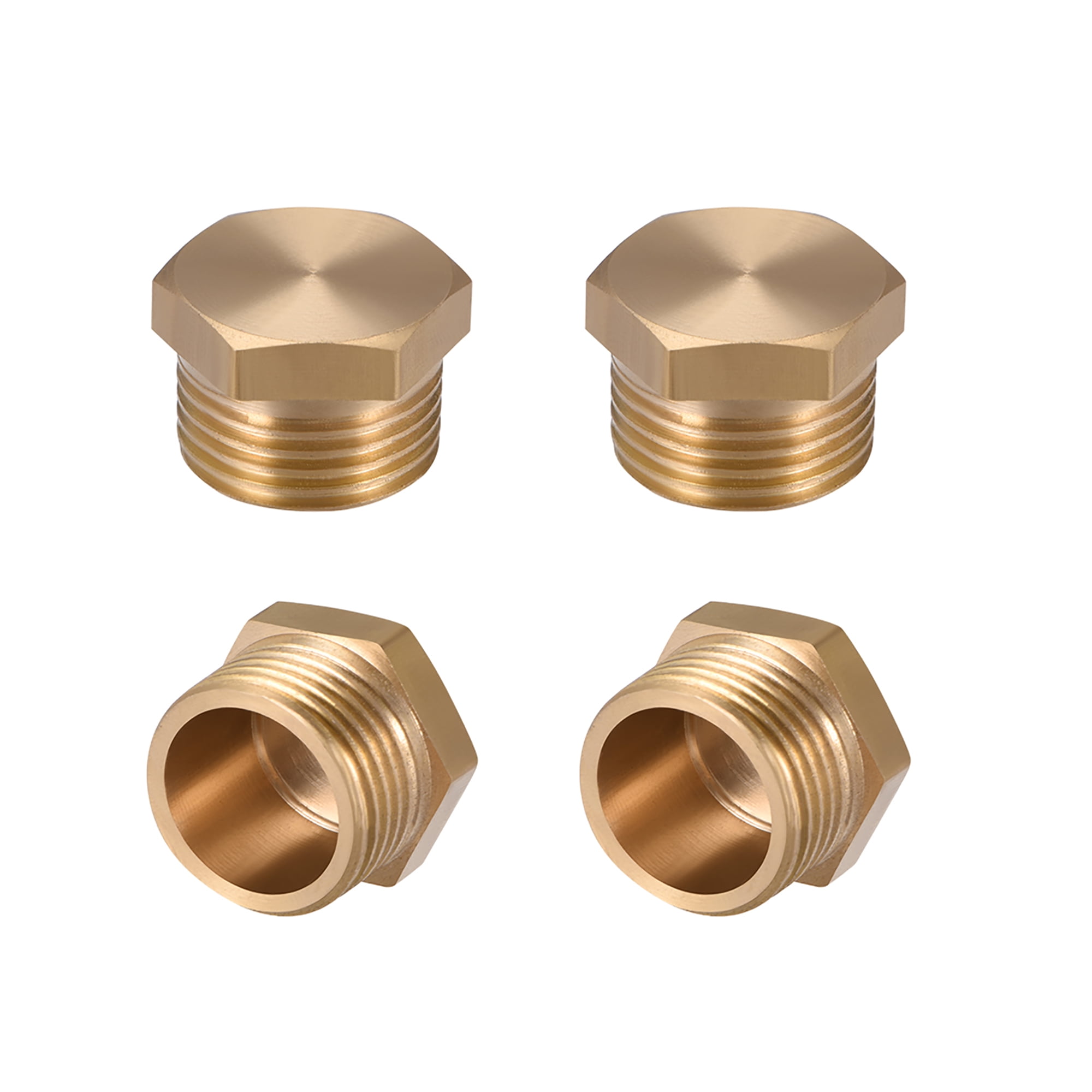 Brass Pipe Fitting, Cored Hex Head Plug 3/8"G Male Connector Coupling ...