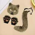 1 Set Cosplay Fake Fox Tail Mittens Masque Set Soft Fuzzy Plush ...