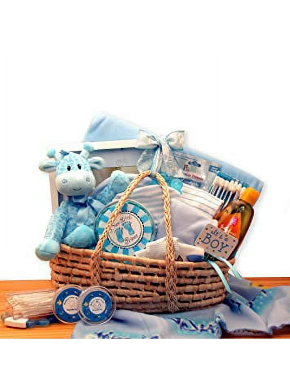 Organic Stores Deluxe Baby Shower Basket Gift, Blue for Boys, Newborn ...