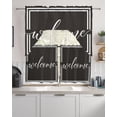 Black Welcome Kitchen Curtains Set for Windows 3 Piece Cafe Curtains 36 ...