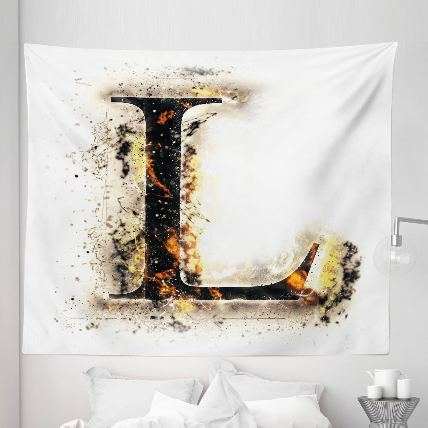 Letter L Tapestry, Letter Capital L Alphabet Blazing Scorched ...