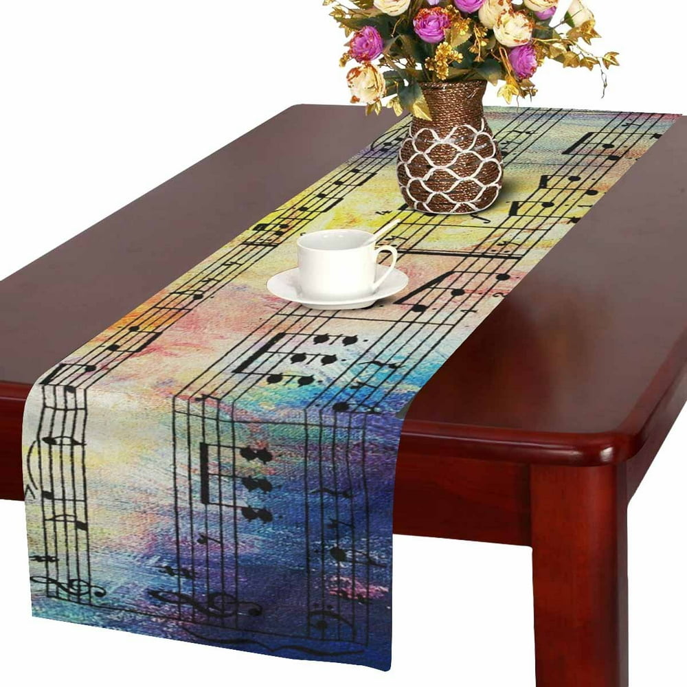 MKHERT Old Music Notes Vintage Musical Background Table Runner Home ...