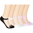 BURIBURI Sheer No Show Socks Women Girls Cute Thin Mesh Low Cut Liner ...