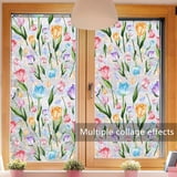 Tulips Stained Glass Window Privacy Film,Removable Non-Adhesive Privacy ...