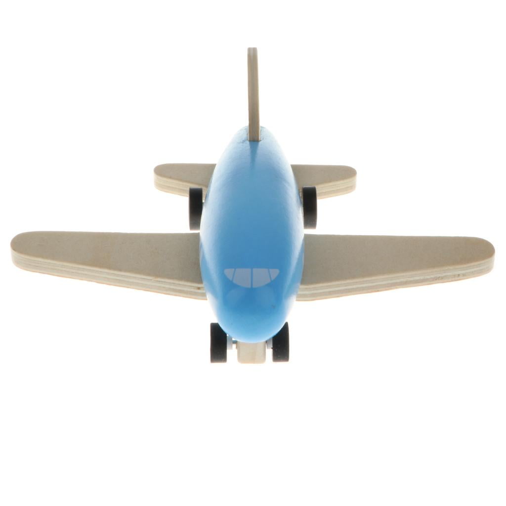 Multi-Color Wooden Pull Back Airplane Friction Powered Toy, Kids ...