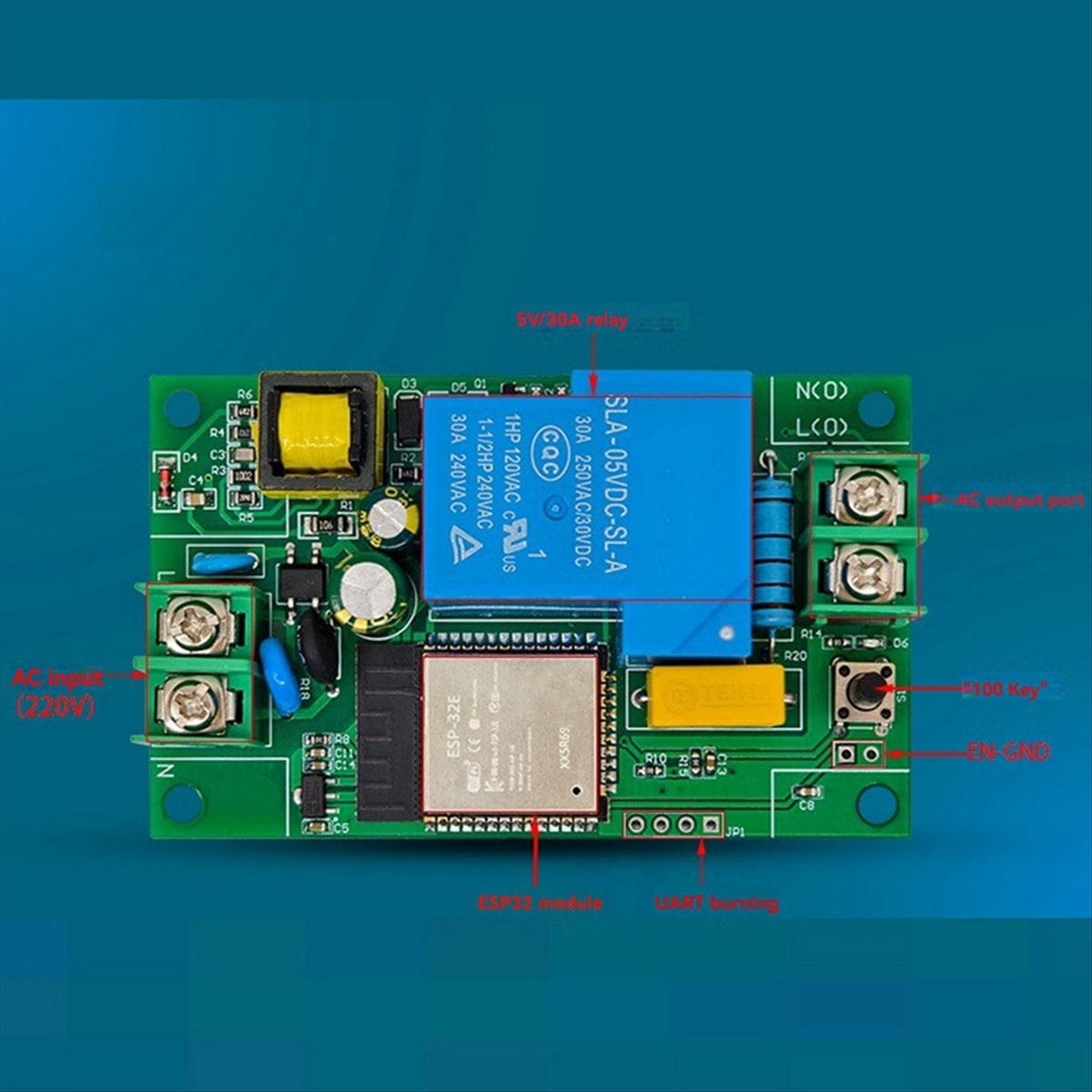 ESP32 Single Channel Relay Module AC220V Power Supply 30A WIFI ...