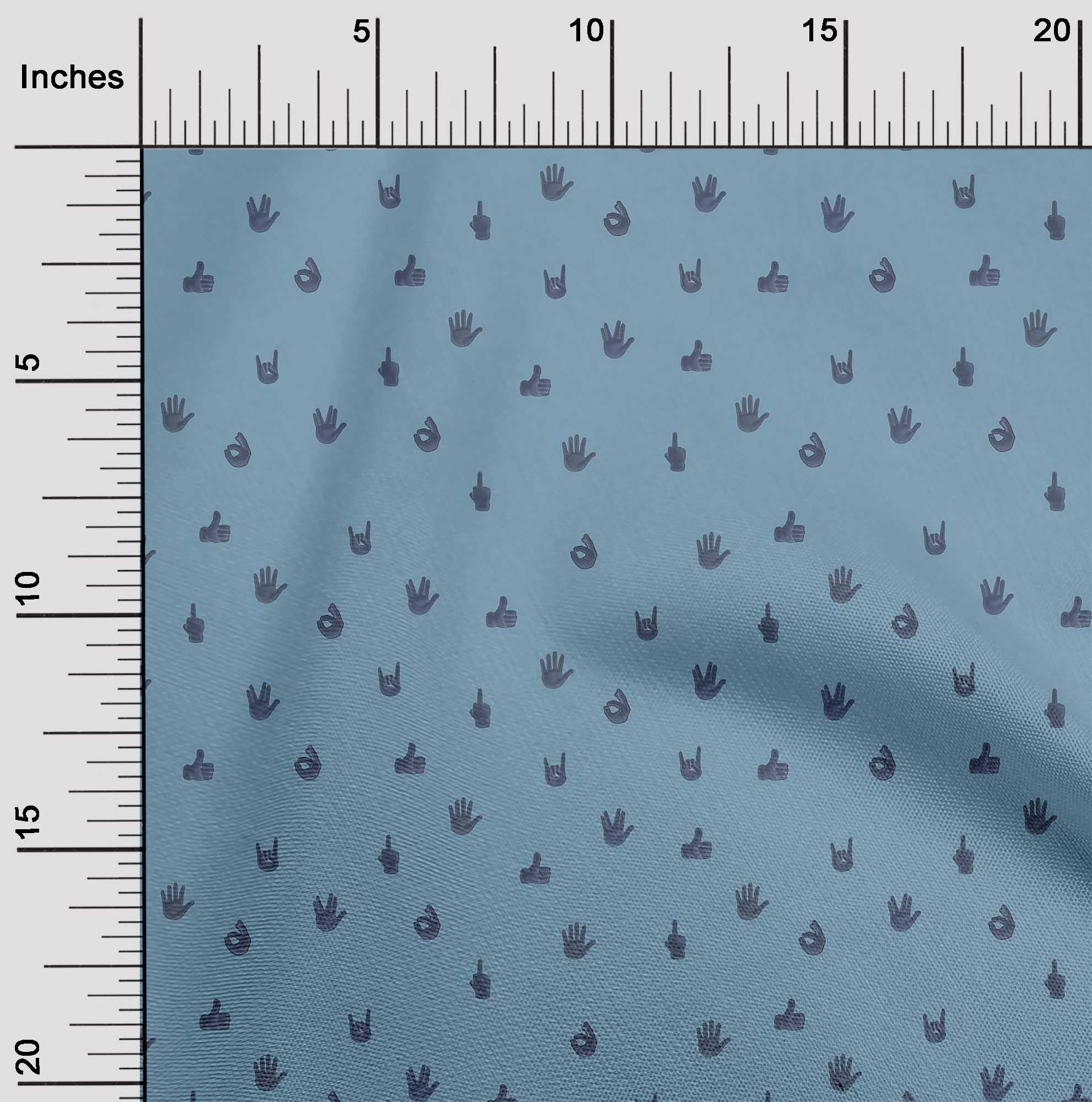 oneOone Cotton Silk Fabric Finger Sign Symbol Fabric Prints by Yard 42 ...