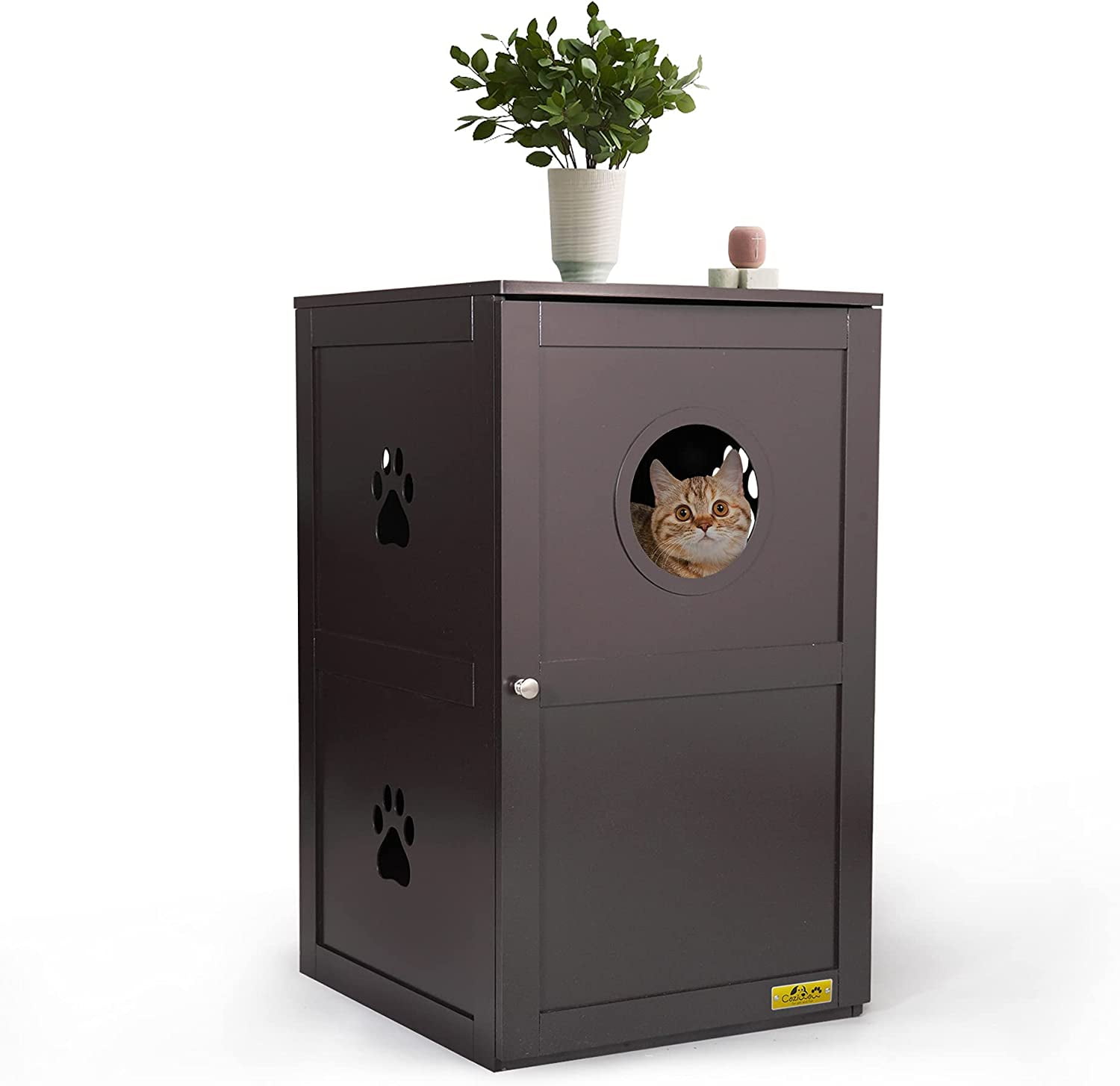 Vivifying at Litter Box Enclosure, 2-Tier Decorative Cat House with 2 ...