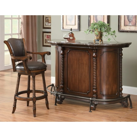 Wooden Traditional Bar Unit with Marble Top, Brown - Walmart.com ...