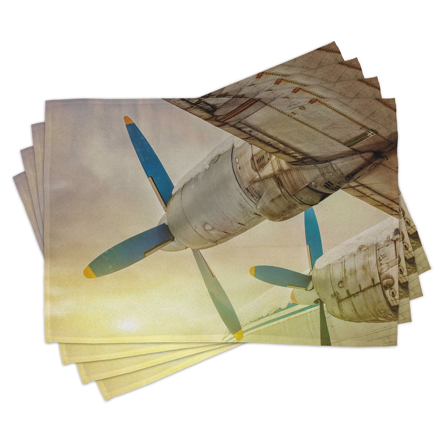Vintage Airplane Placemats Set of 4 Old Wing Aircraft with Propellers ...