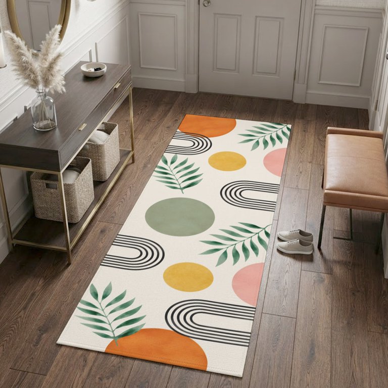 2x6 Kitchen Runner Rug, Boho Sun Discs Non-Skid Rubber Backing Large ...