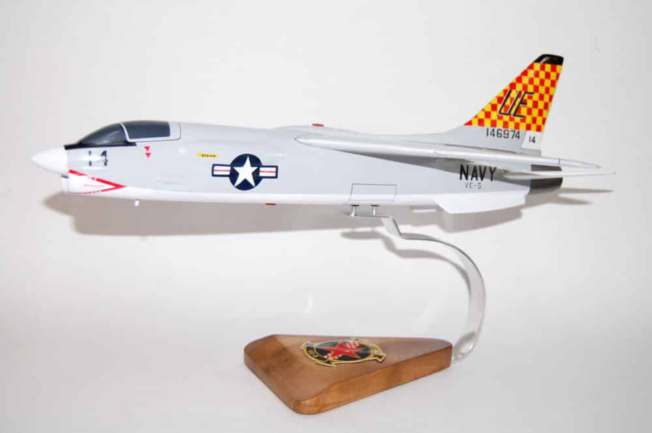 VC-5 Checkertails F-8 Crusader Model,Vought F-8 Crusader,18,Mahogany Scale Model - Walmart.com